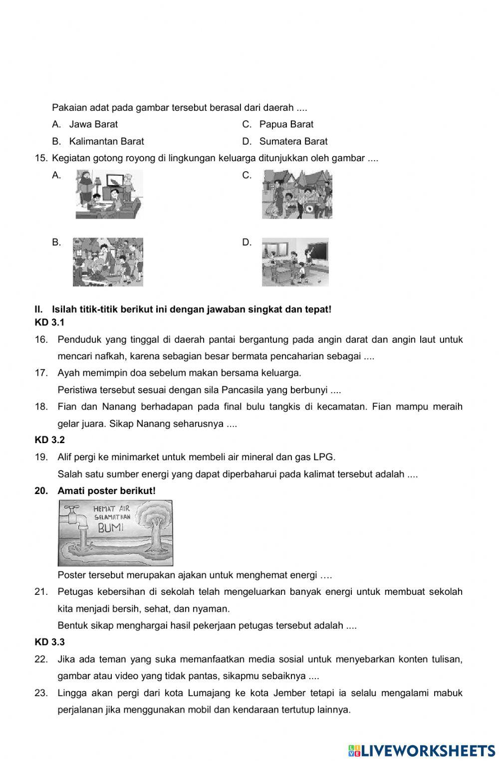Latihan PAT interactive exercise | Live Worksheets