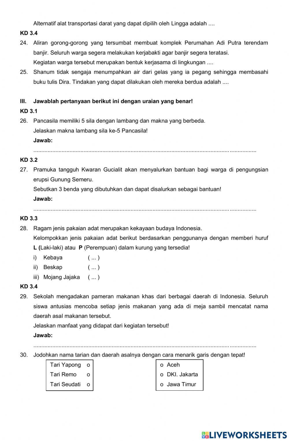 Latihan PAT interactive exercise | Live Worksheets