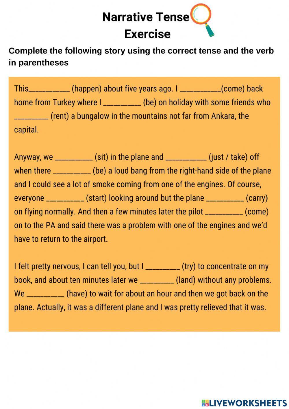 Narrative tenses | Free Interactive Worksheets | 2062156