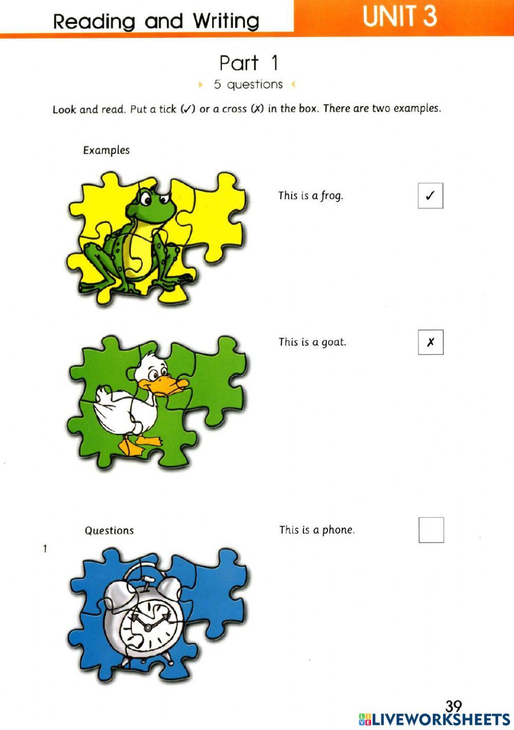 6880927 | Starters - TB1 - Reading and Writing - Test 3