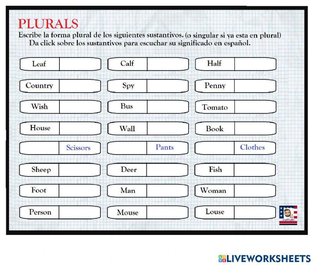 Plurales online activity | Live Worksheets