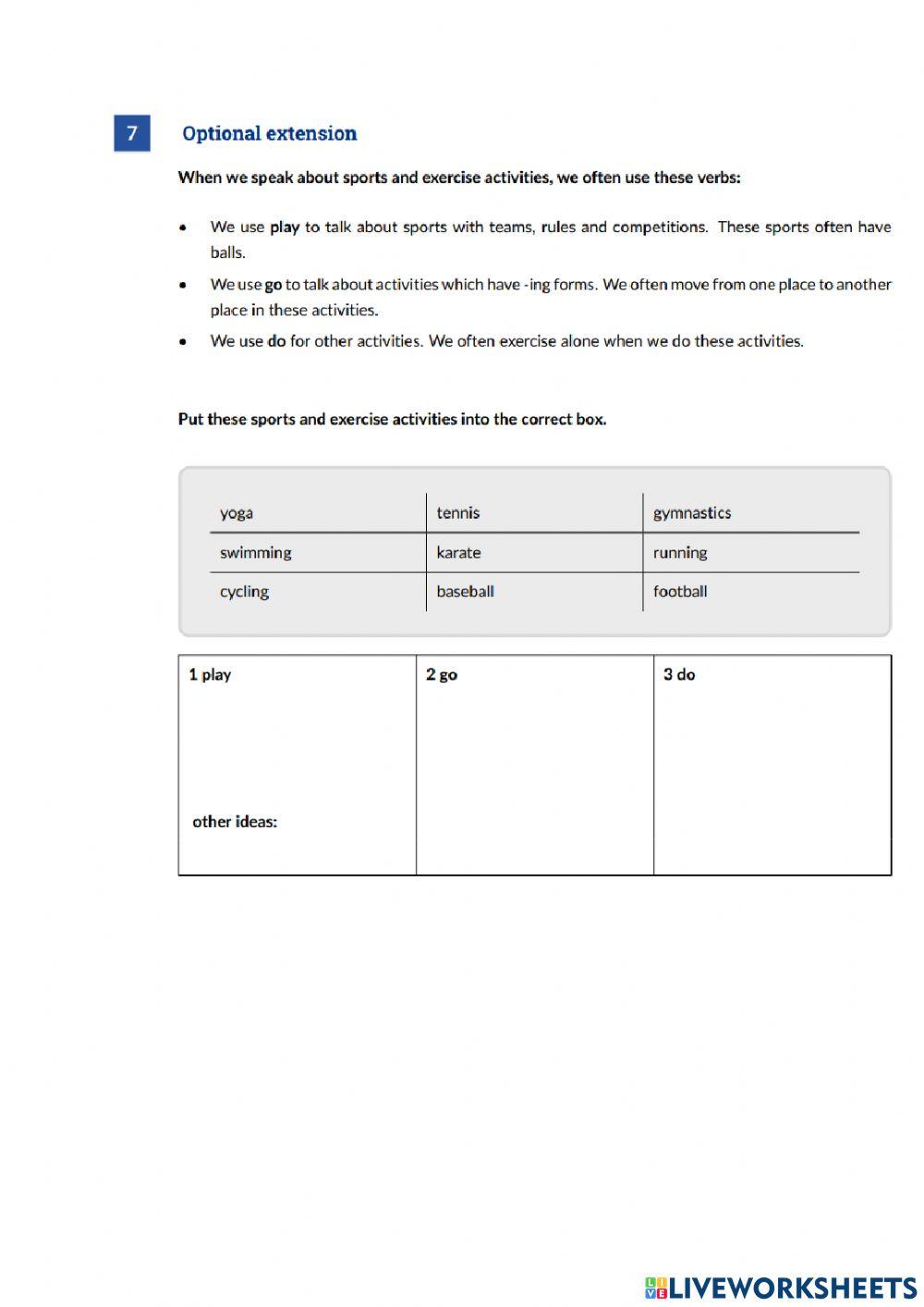My free time online pdf exercise | Live Worksheets