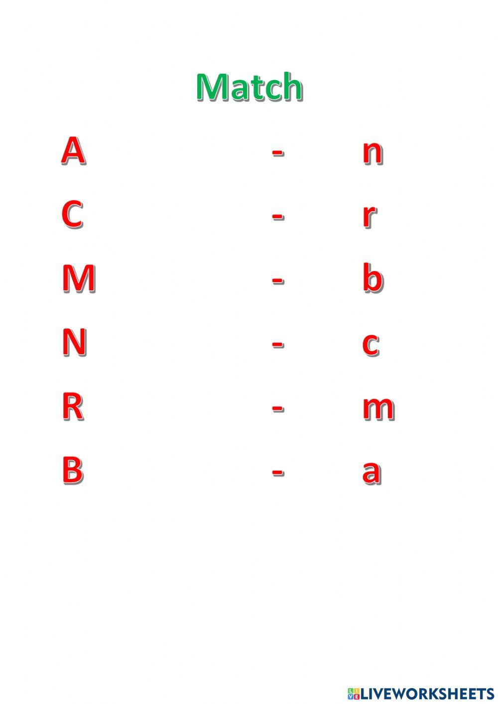 Match capital with small | Murali | Live Worksheets