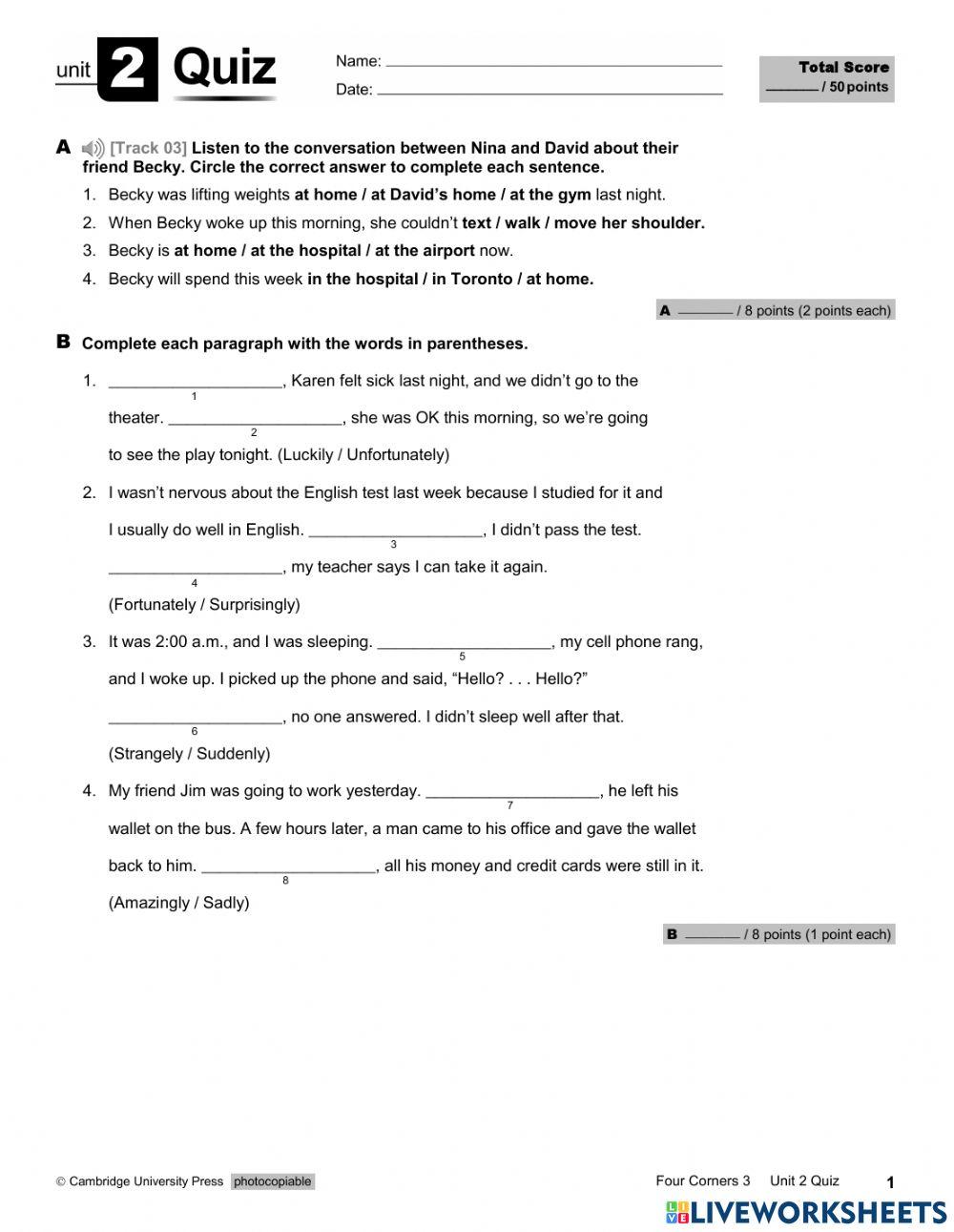 Classwork 2 online exercise for | Live Worksheets