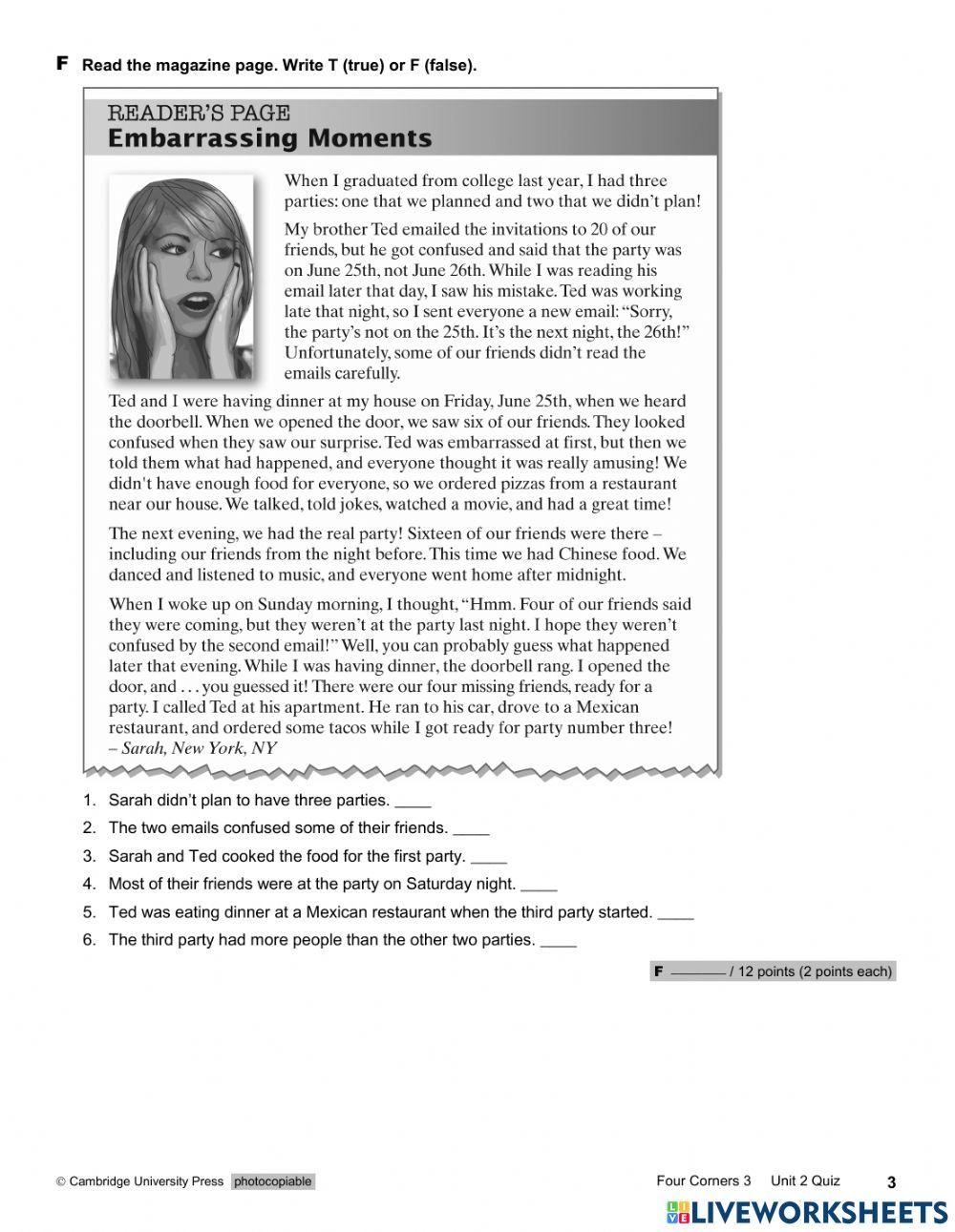 Classwork 2 online exercise for | Live Worksheets