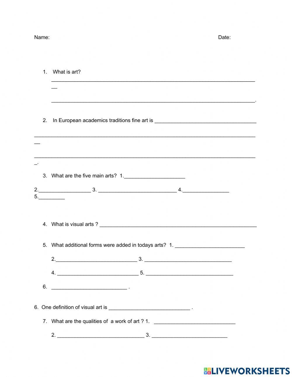 fine arts worksheet online exercise for | Live Worksheets