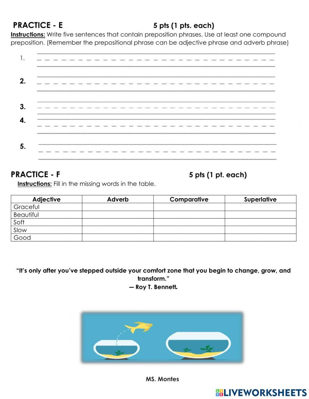 9TH GRADE GRAMMAR TEST IV PARTIAL online exercise for | Live Worksheets