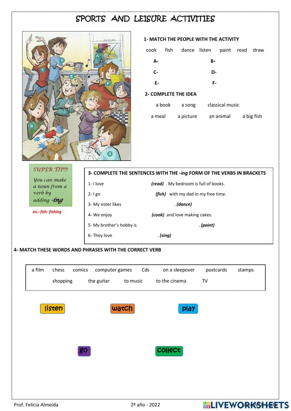 Leisure activit… | Free Interactive Worksheets | 2063305