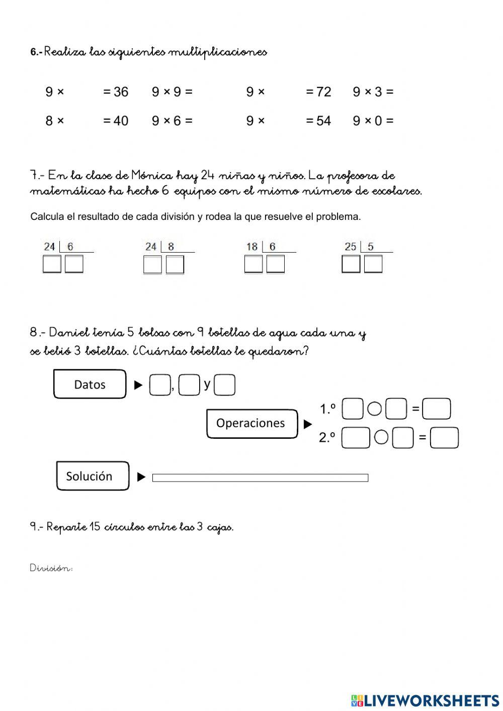 Examen mate tema 10 interactive worksheet | Live Worksheets