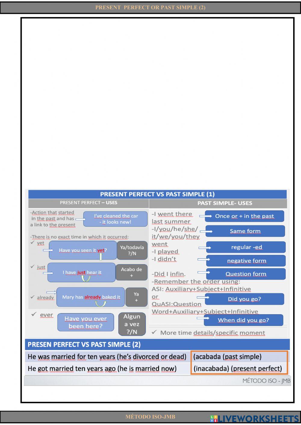 Present perfect or past simple (2) worksheet | Live Worksheets