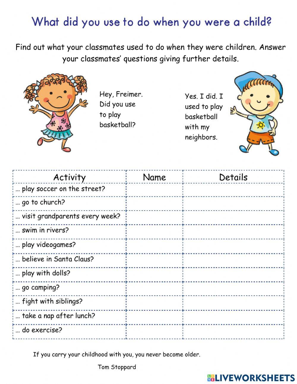 Used To online exercise for Alinea | Live Worksheets