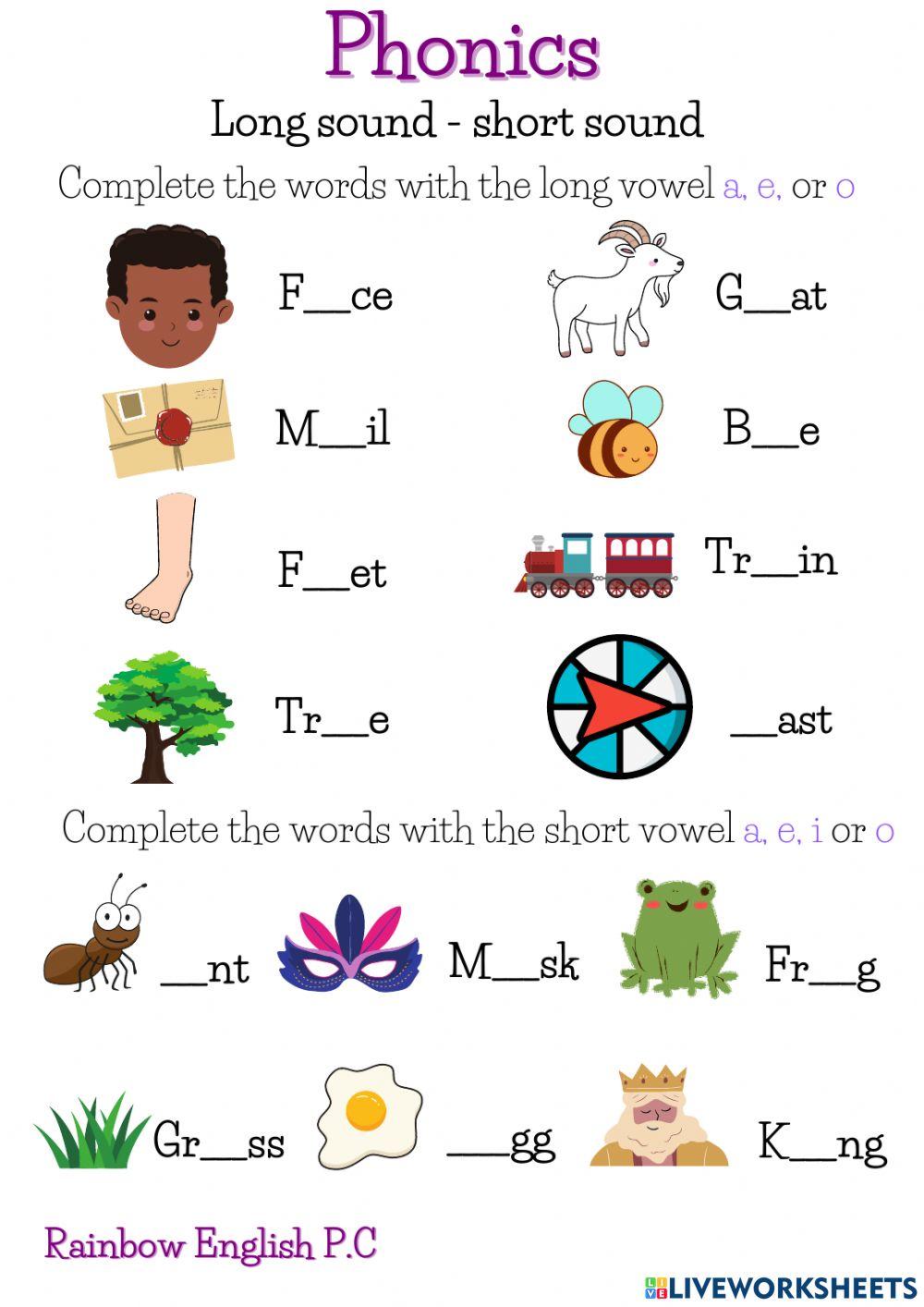 Phonics online exercise for 1 | Live Worksheets