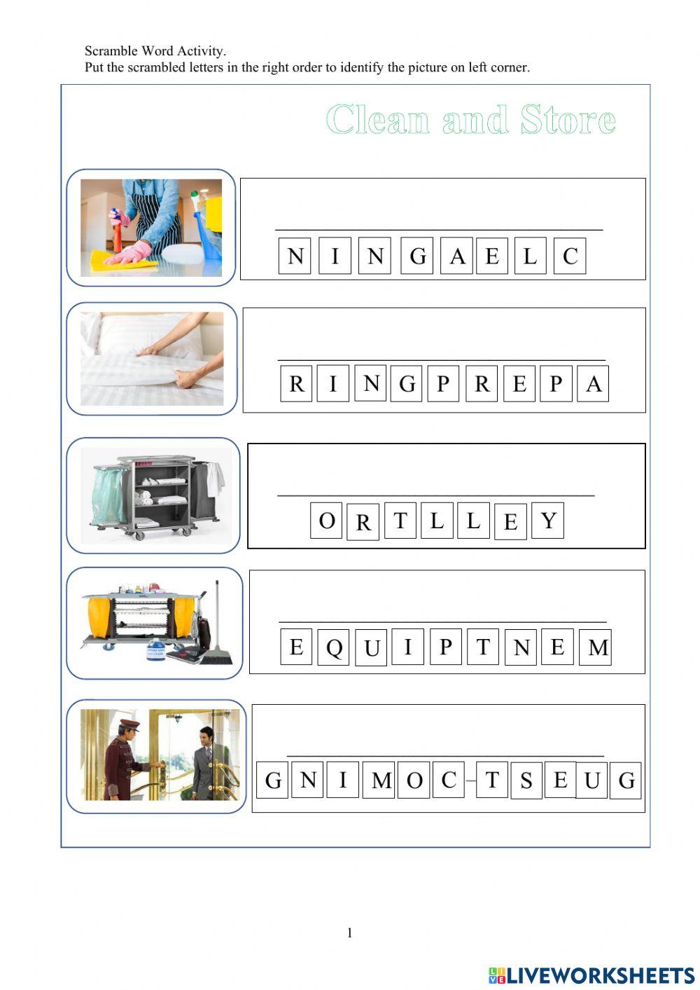 Housekeeping: clean and store | RENIZA B. REGLADO