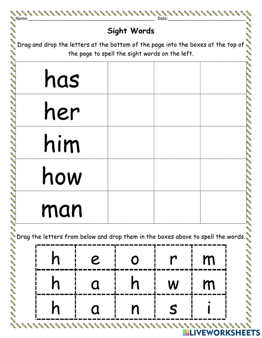 Sight Words Set 4 worksheet | Live Worksheets