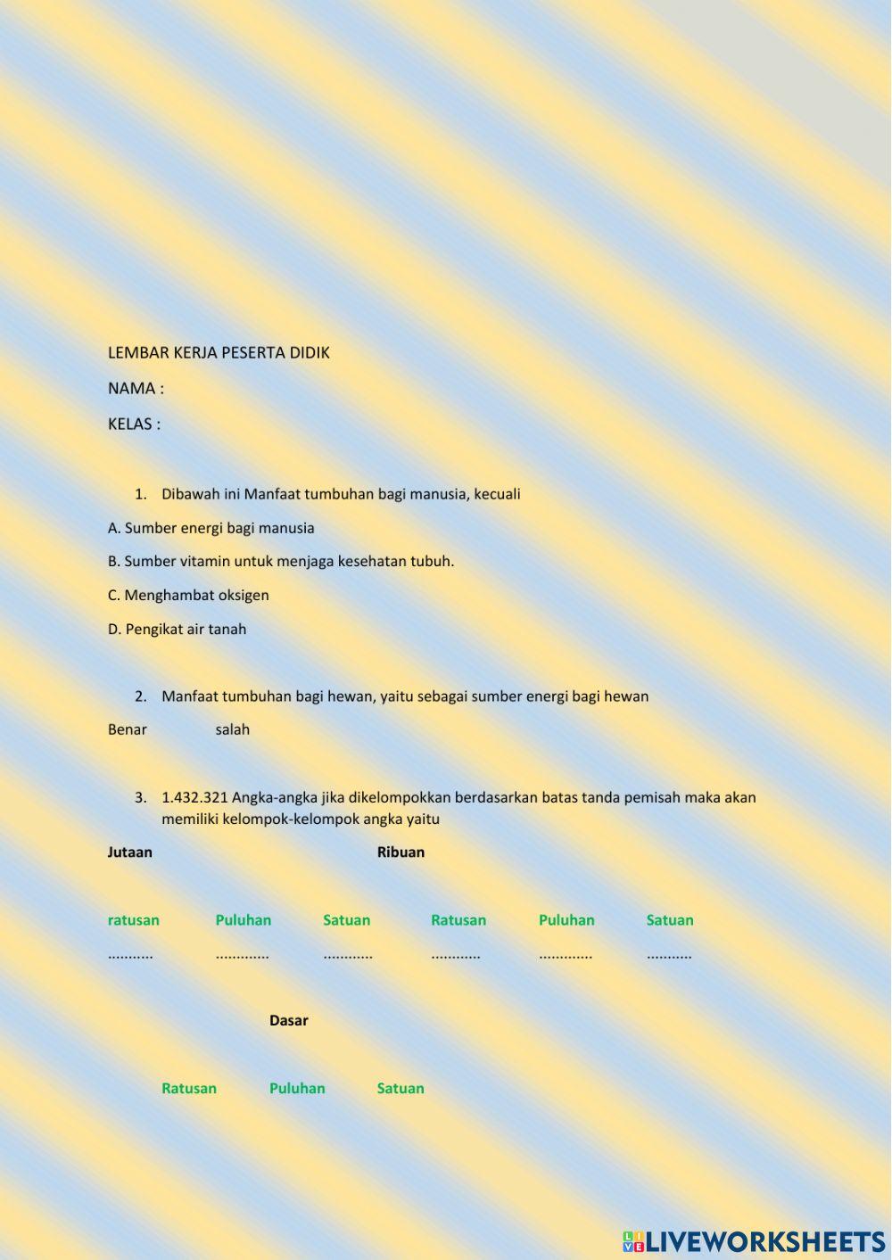 Kelas 6 2064665 | mutiara pratiwi | Live Worksheets