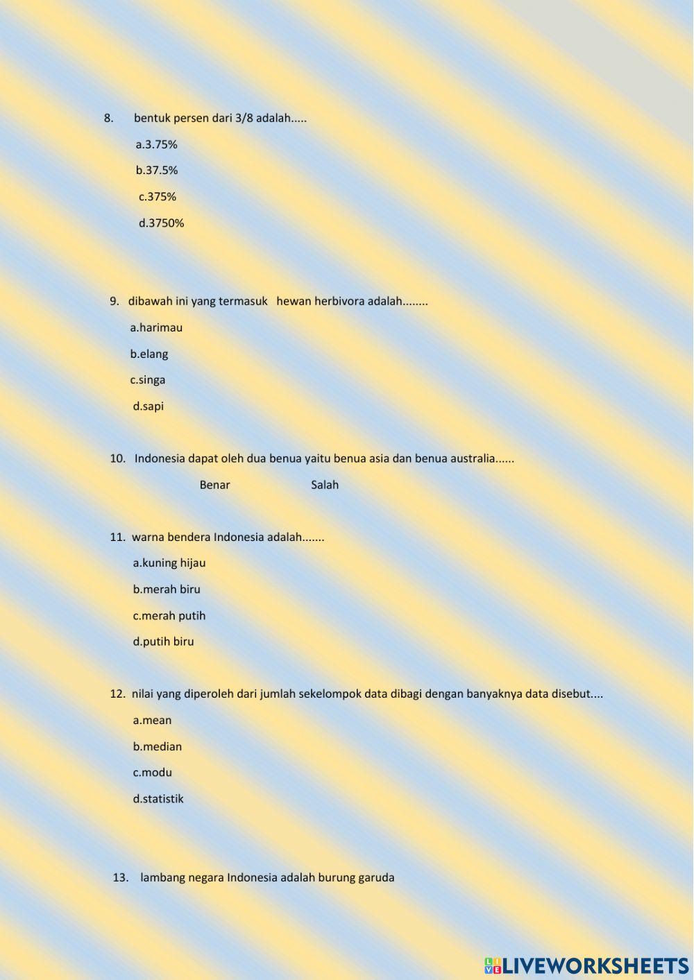 Kelas 6 2064665 | mutiara pratiwi | Live Worksheets