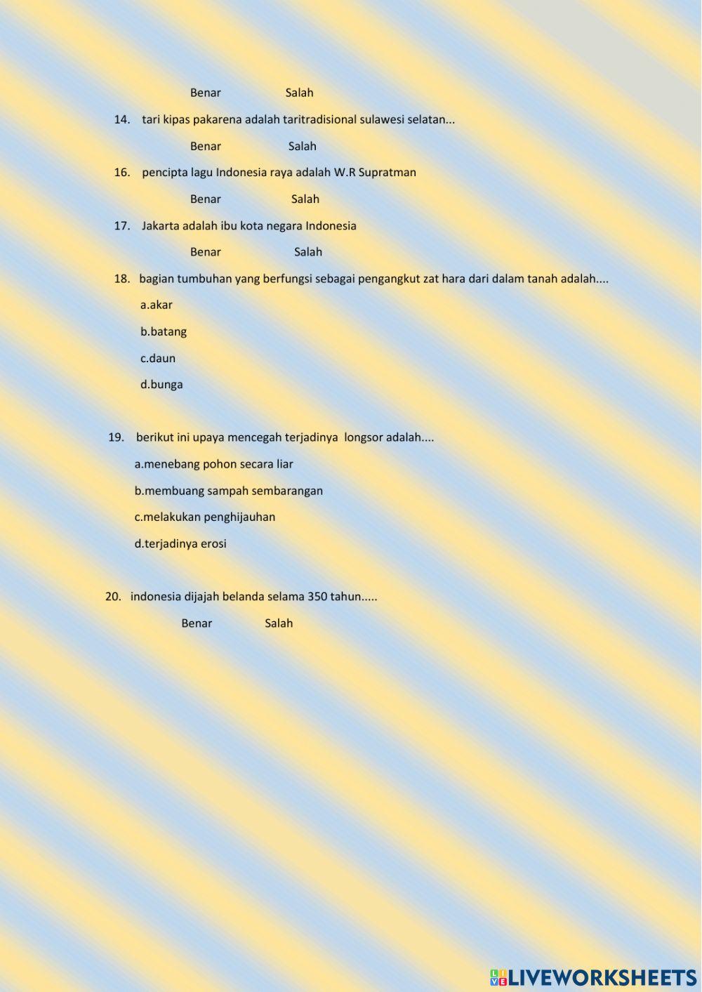 Kelas 6 2064665 | mutiara pratiwi | Live Worksheets