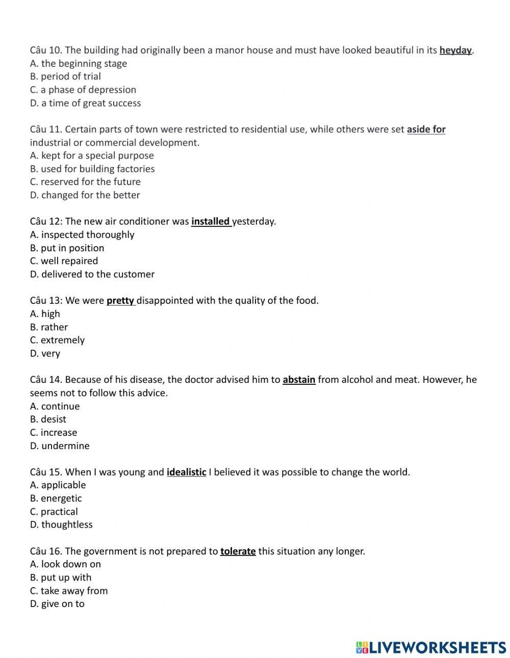 Session 12 - Liveworksheet online exercise for | Live Worksheets