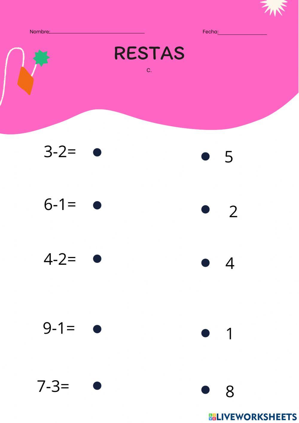 Restas online exercise for 1º ep | Live Worksheets