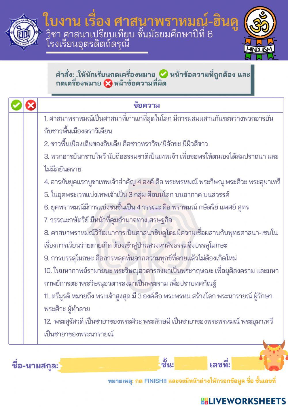 3215304 | ใบงานที่1 ศาสนาพราหมณ์-ฮินดู | Yui_Nattida