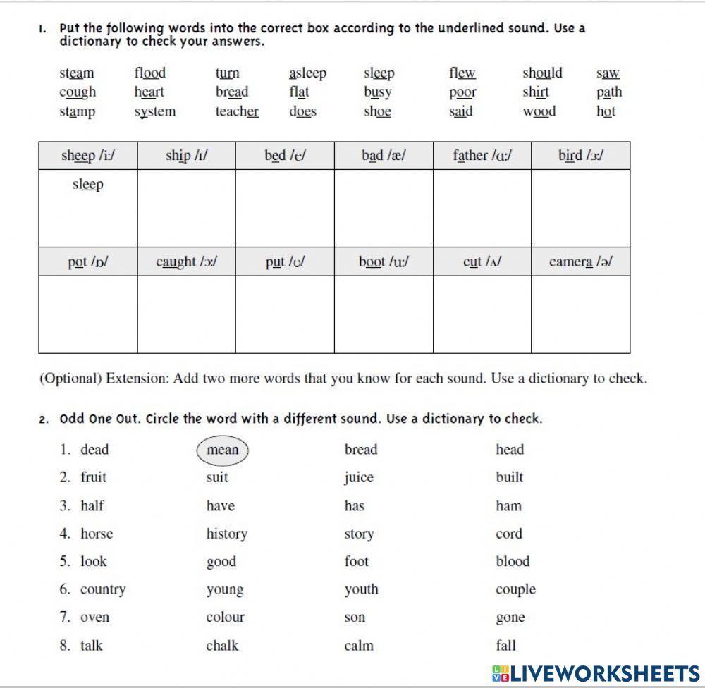 Phonetics vowels | Free Interactive Worksheets | 2085690