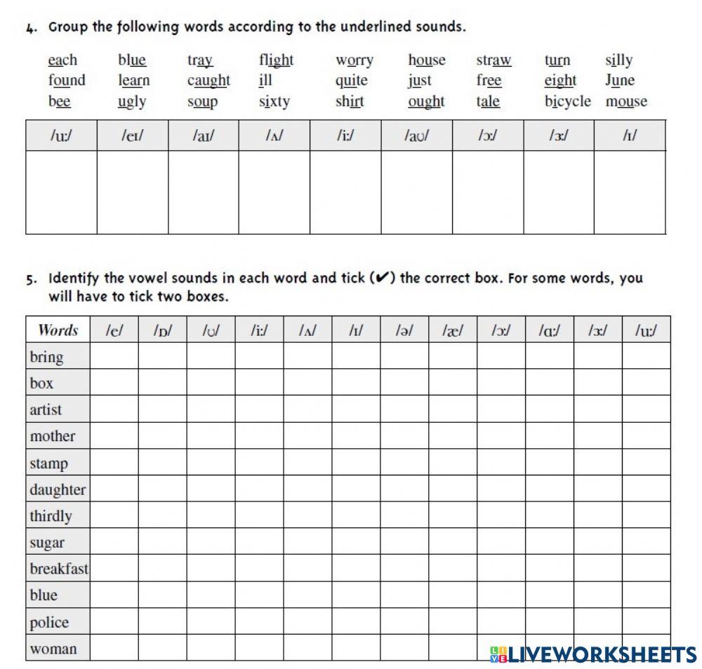 Phonetics vowels | Free Interactive Worksheets | 2085736