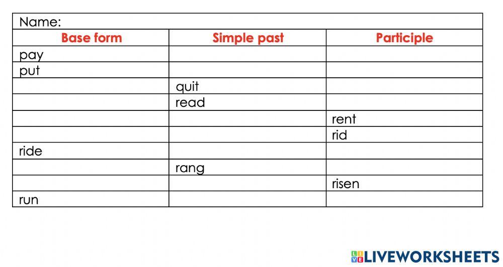 Verb quiz interactive exercise for Pre-intermediate | Live Worksheets