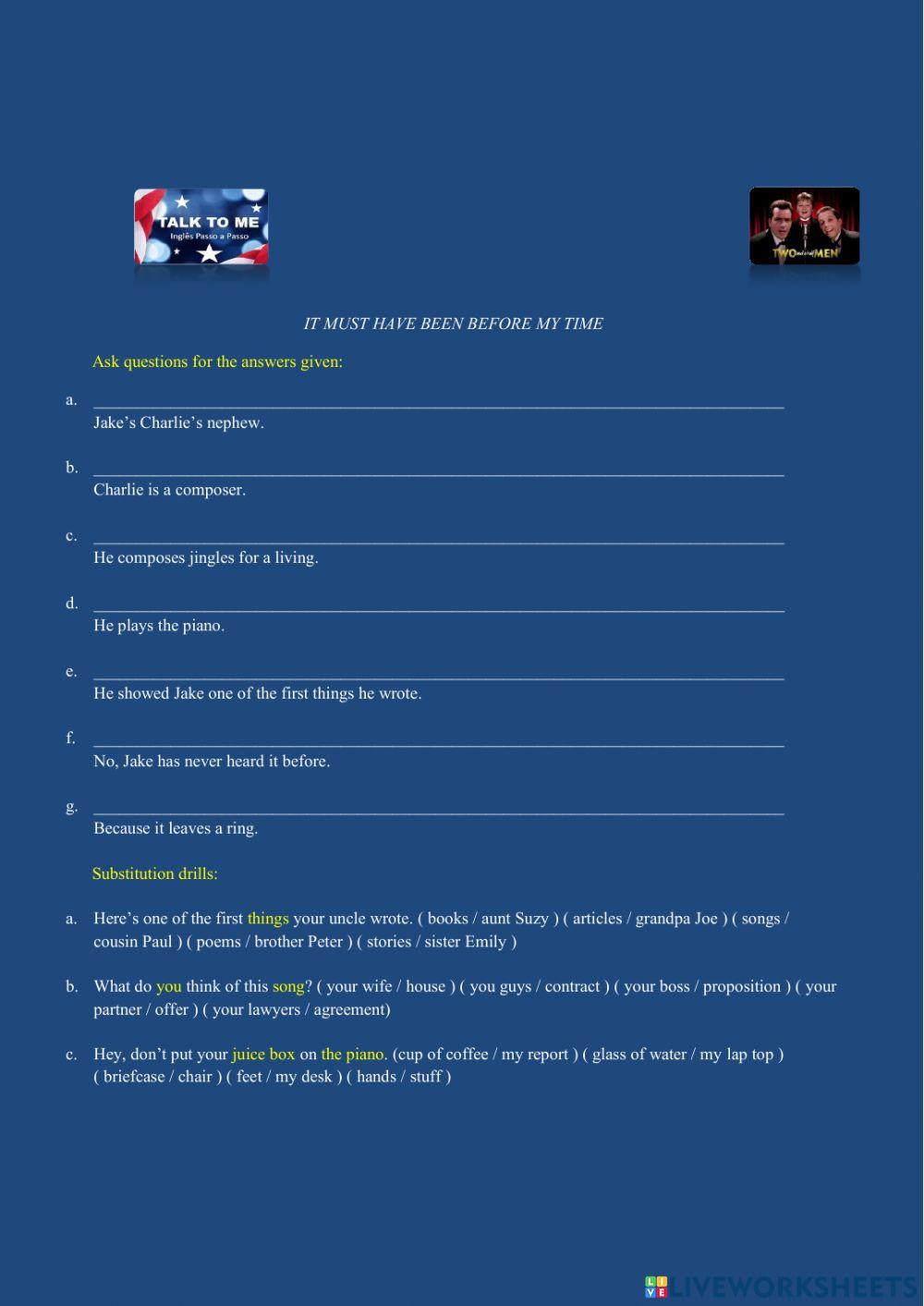 It must have been before my time worksheet | Live Worksheets