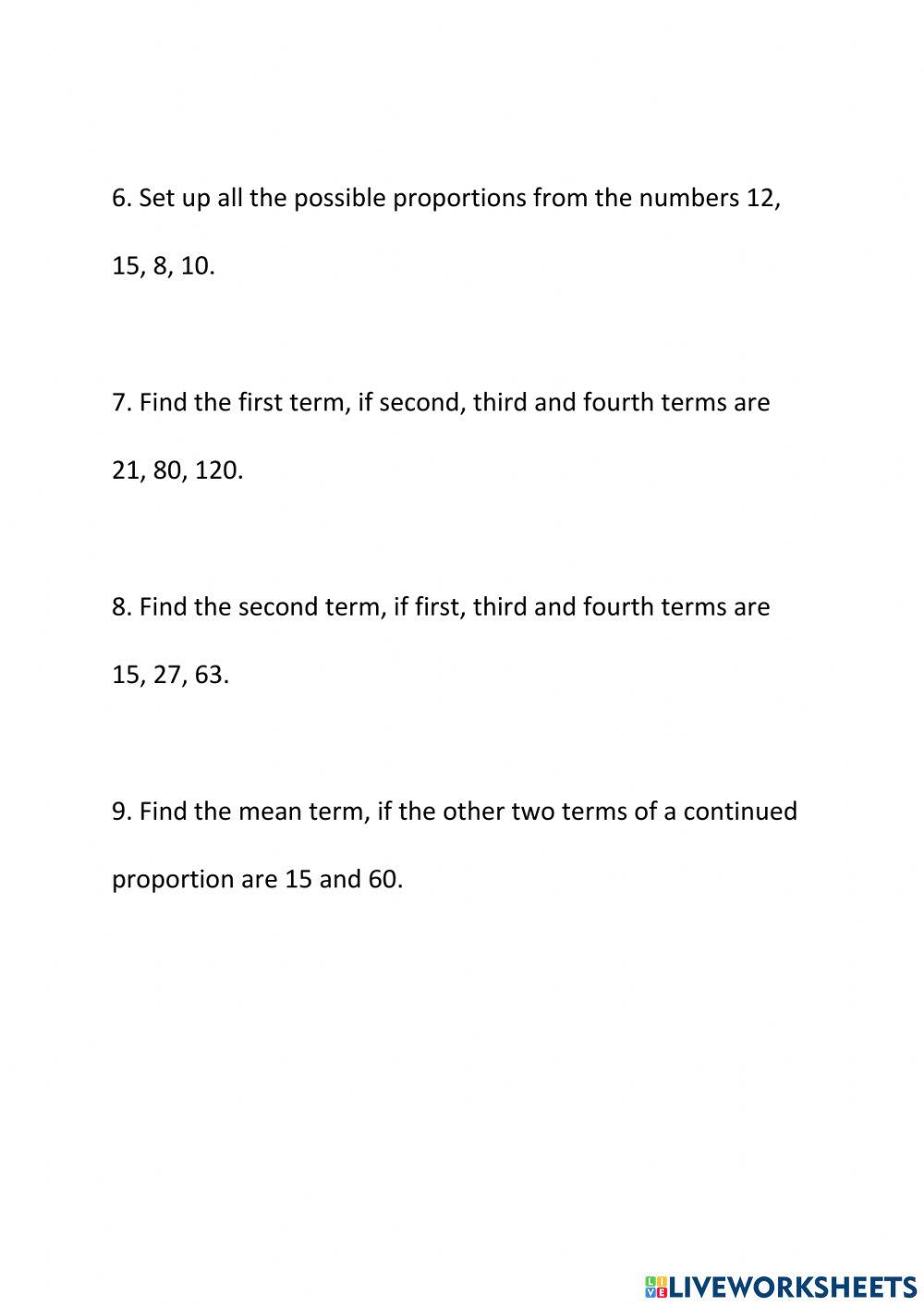 Application-G8- Problems on Direct and Inverse Proportion worksheet | Live Worksheets