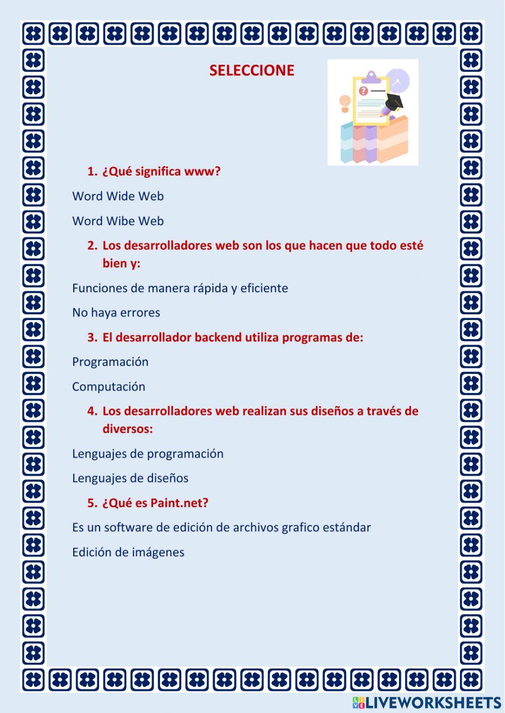 Diseño y Desarr… | Free Interactive Worksheets | 2091704