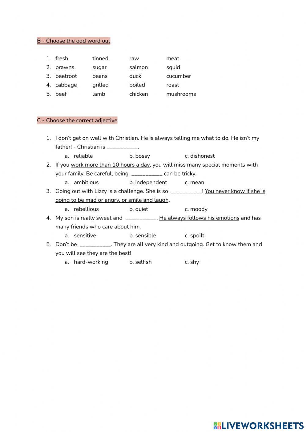 IG - Test Unit 1 worksheet | Live Worksheets