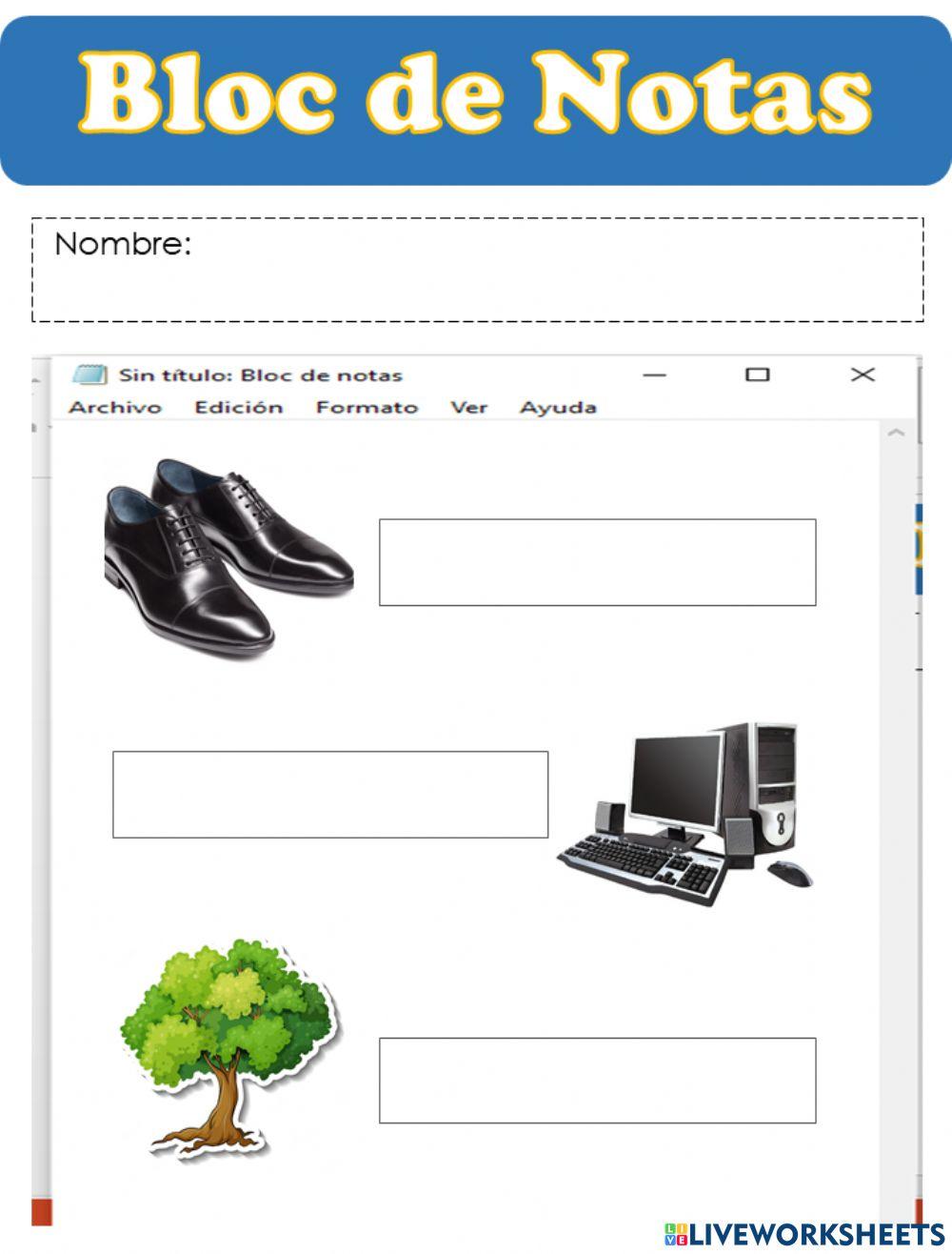 Bloc de notas online activity | Live Worksheets