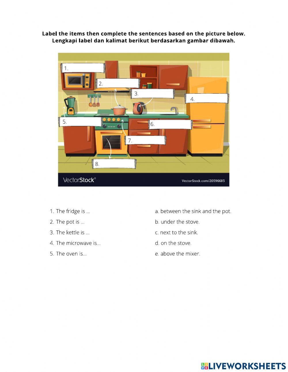 In the kitchen | Free Interactive Worksheets | 2092108