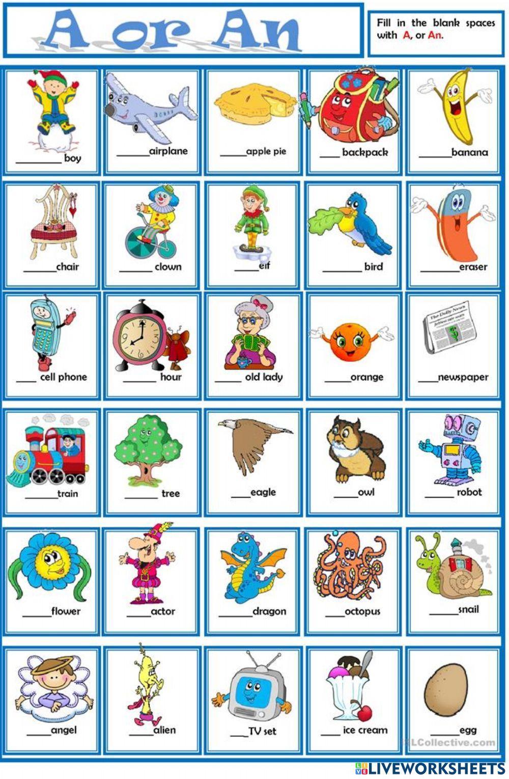 A An practice worksheet | Live Worksheets