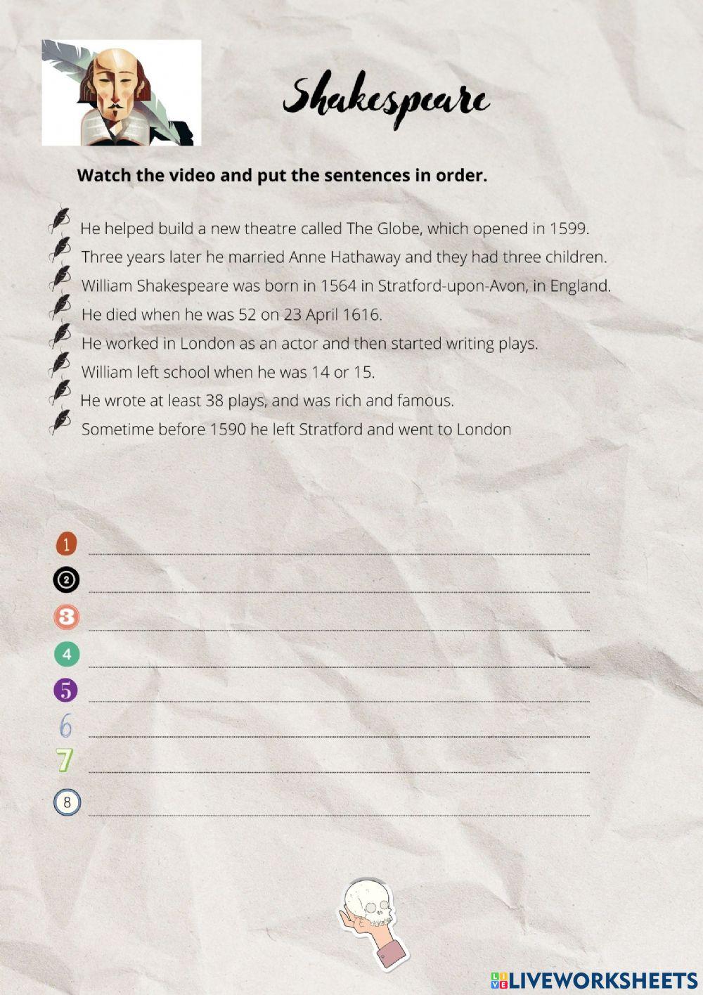 Shakespeare 2092191 | mredo | Live Worksheets