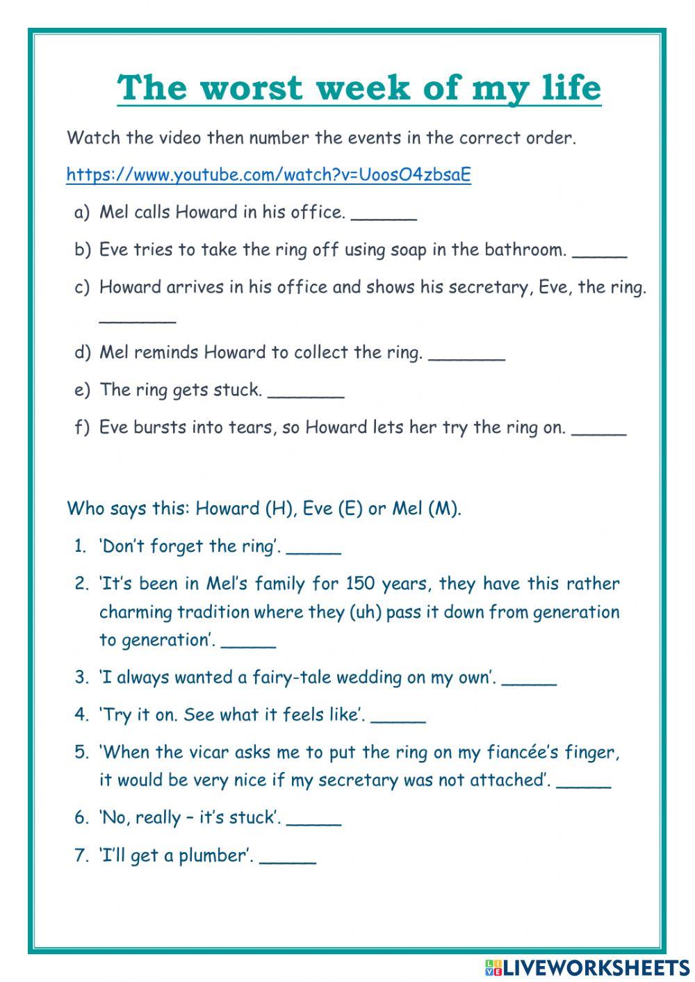 Reading: The worst week of my life 1210