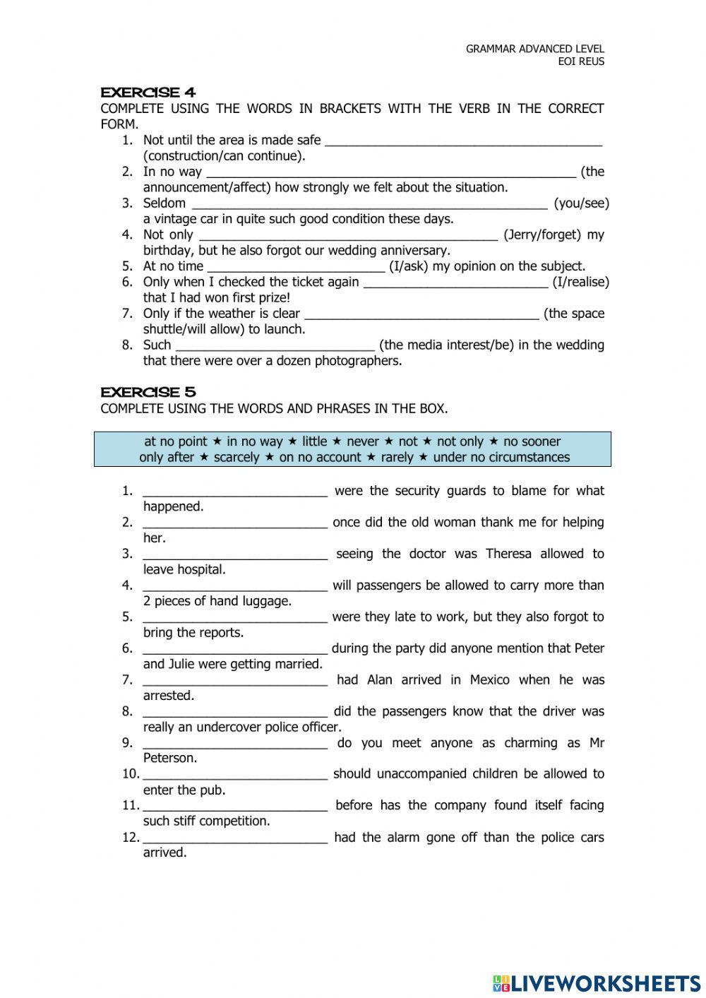 Inversion: prac… | Free Interactive Worksheets | 2092674