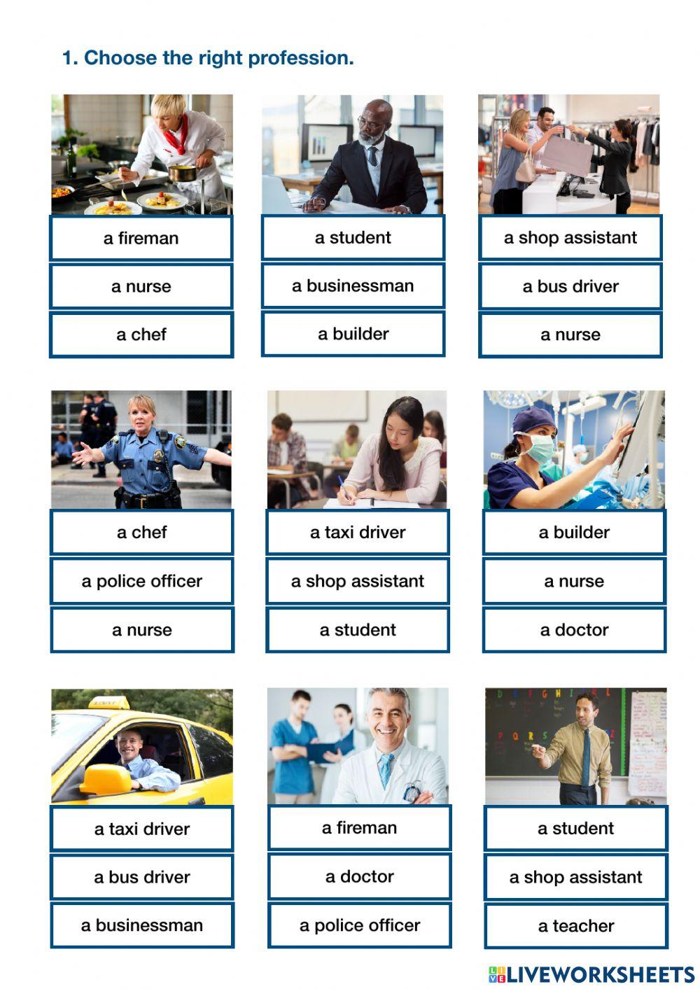 Professions 2092756 | Kiki Whiteley | Live Worksheets