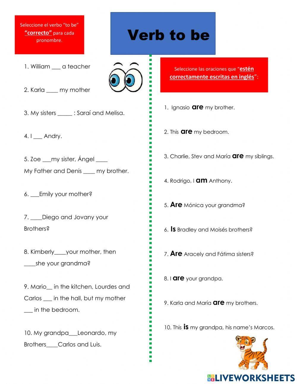 Verb to be online exercise for Grade 6 elemental | Live Worksheets
