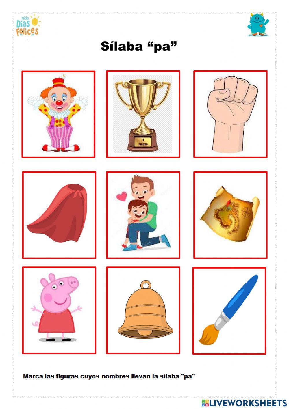 Sílaba Pa 2093288 | Gina Plasencia | LiveWorksheets