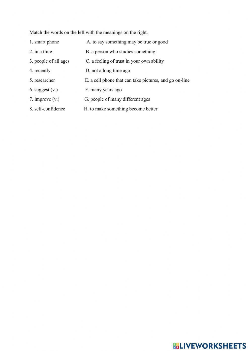 Match the words with definitions. 1356 | paulinatu