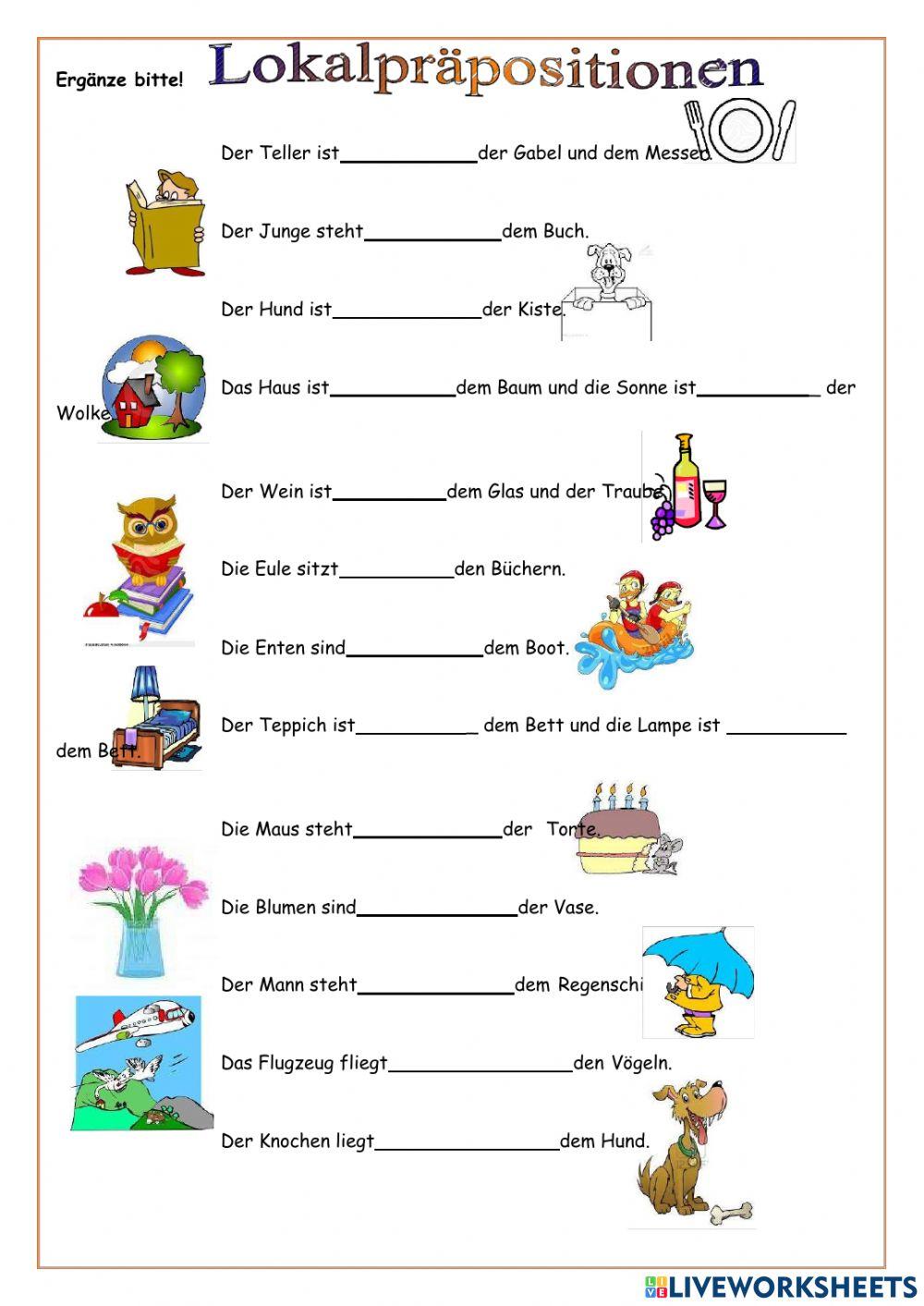 Lokale Praposit… | Free Interactive Worksheets | 2093487