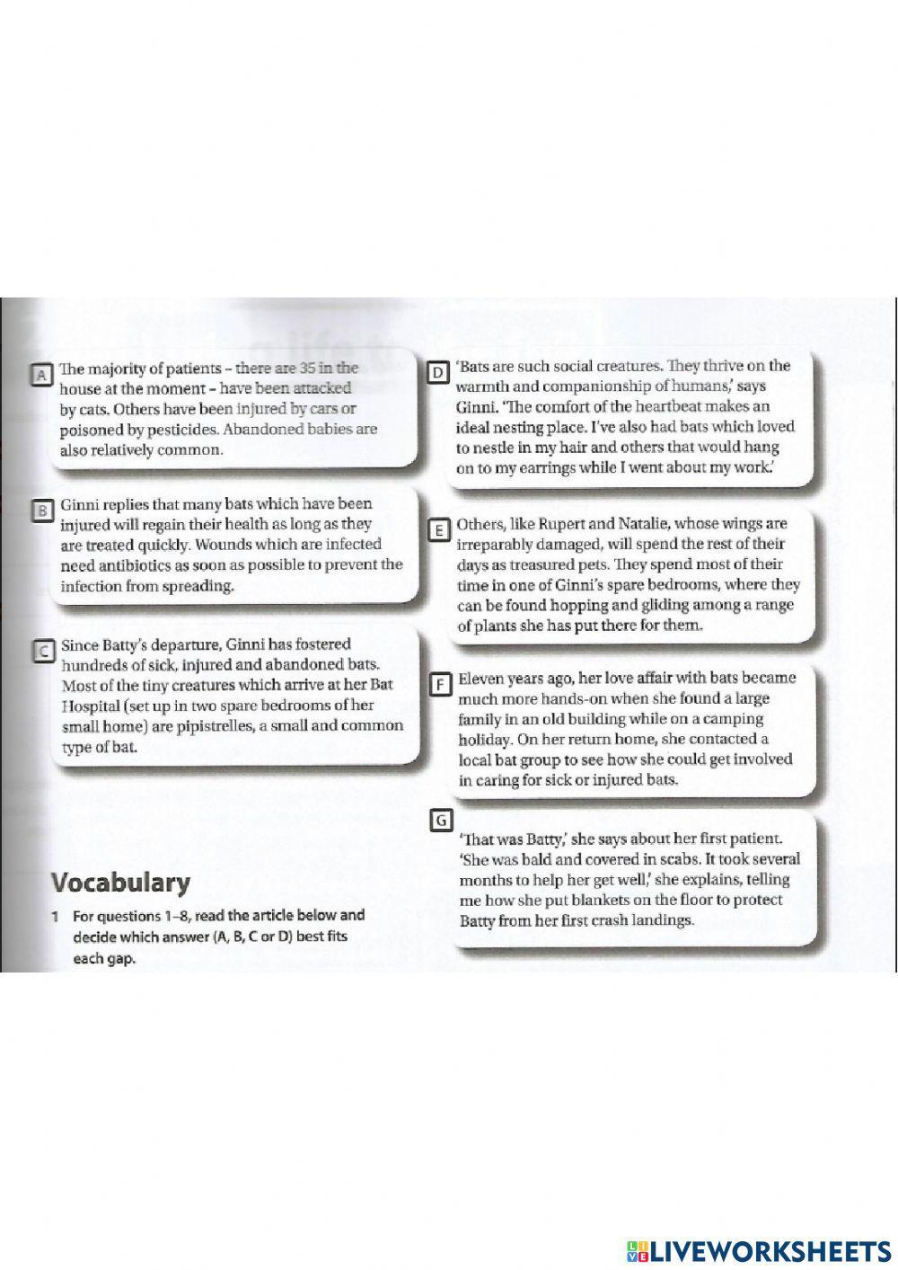 CAE text gaps worksheet | Live Worksheets