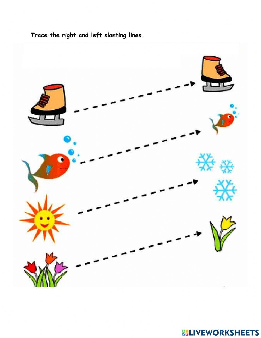Right and Slanting Lines (F) online exercise for | Live Worksheets