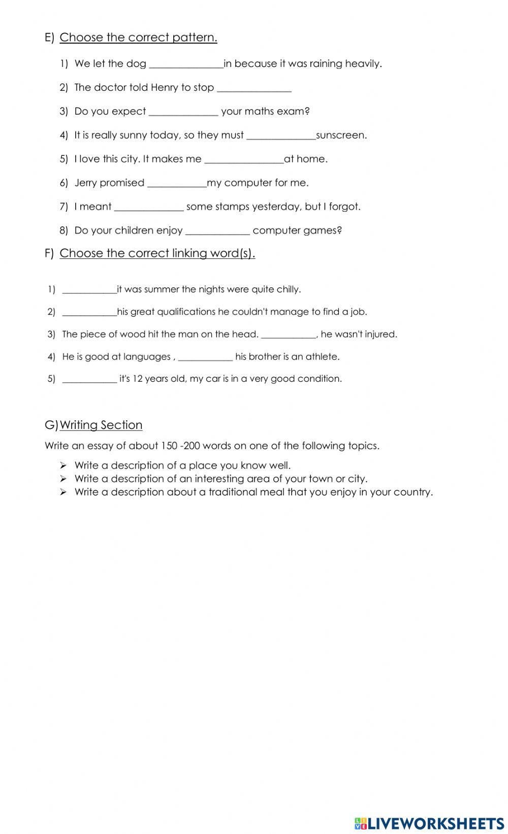 Test Practice 2 B1 worksheet | Live Worksheets
