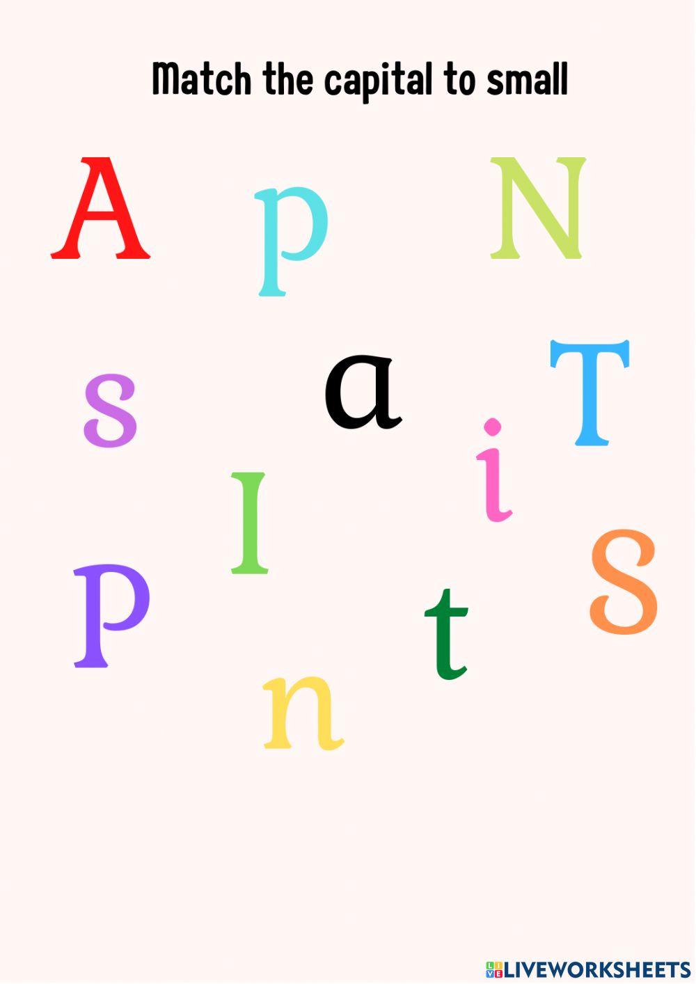 Matching the capital to small worksheet | Live Worksheets