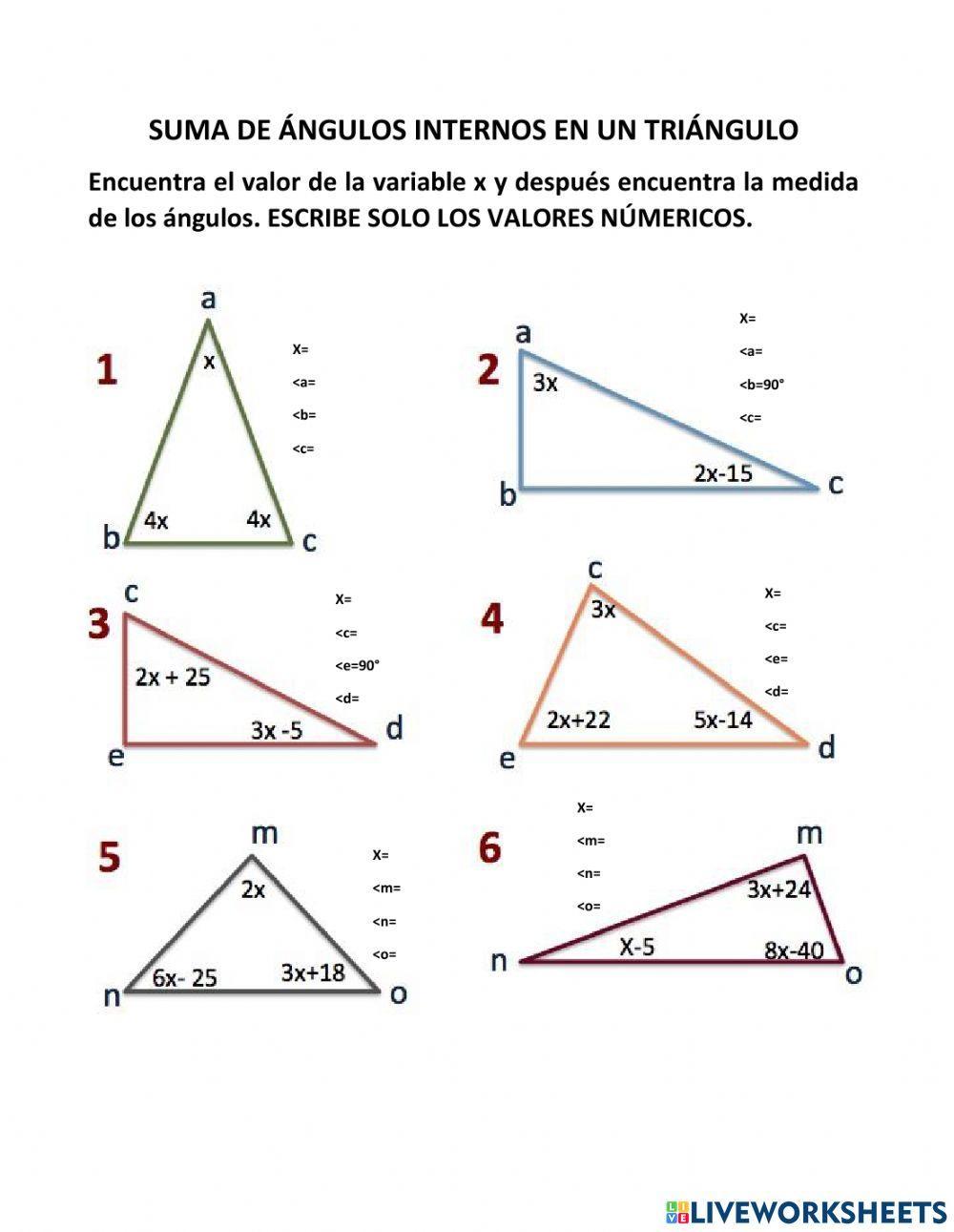 2094022 | Suma de ángulos internos en triángulos