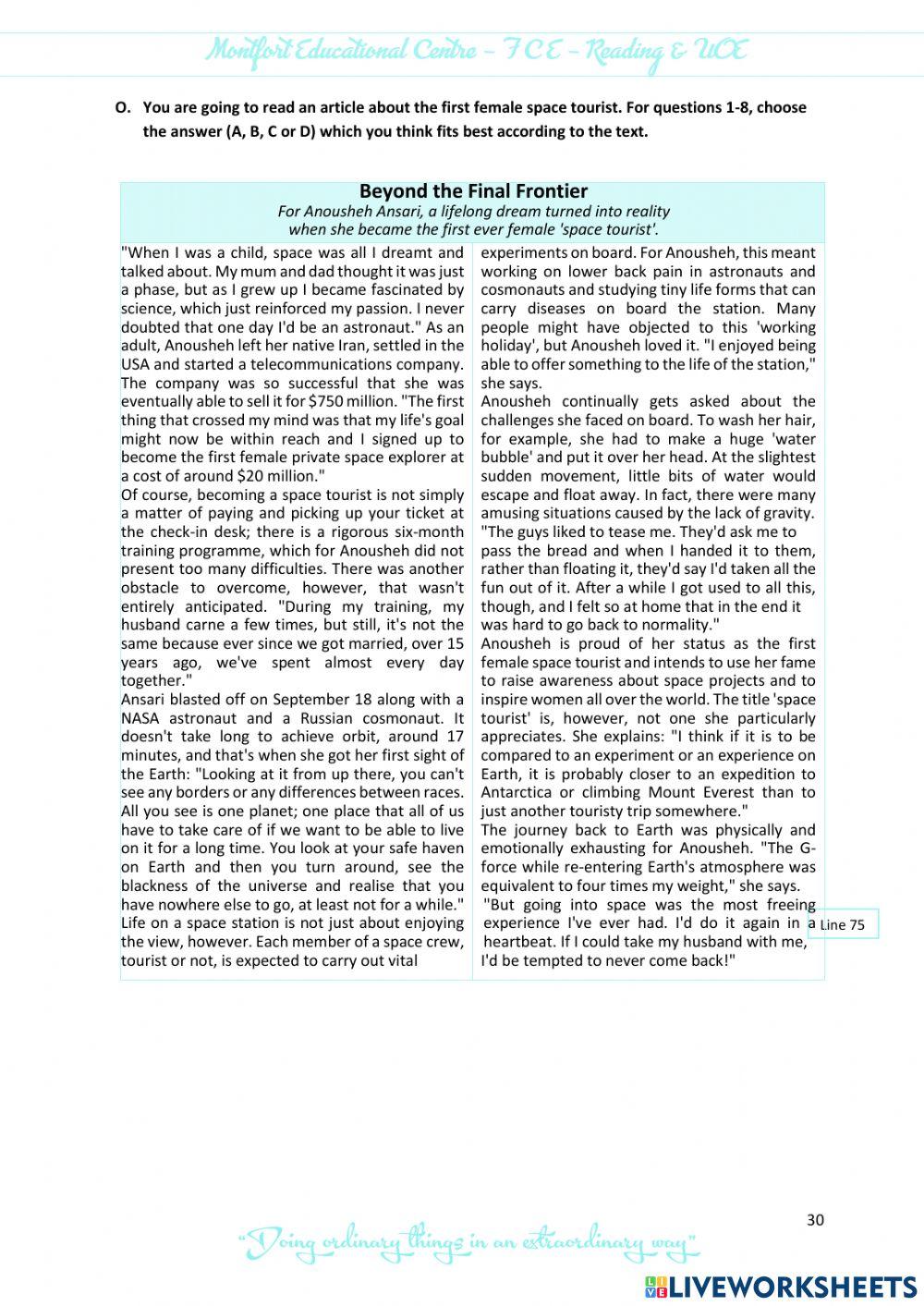 READING PG 26-31 online exercise for | Live Worksheets