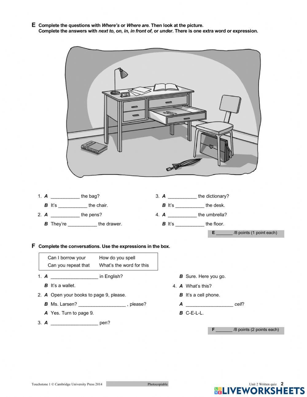 CLASSWORK-2 BASIC ENGLISH online exercise for | Live Worksheets