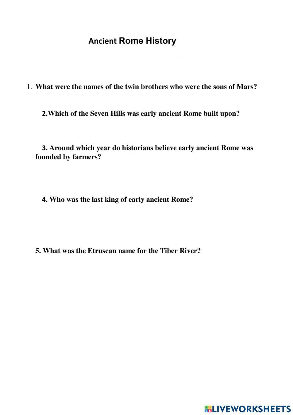Ancient Rome Hi… | Free Interactive Worksheets | 2095248